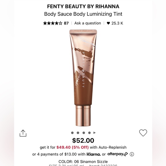 Fenty Beauty | Makeup | Nib Fenty Body Sauce Body Aluminizing Tint In ...